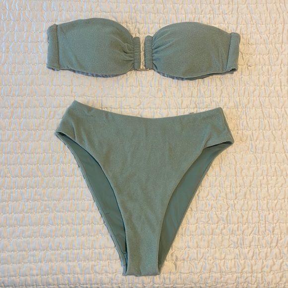 Victoria's Secret | Swim | Victorias Secret Bandeau High Waisted Terry Bikini Set In Sage Green ...